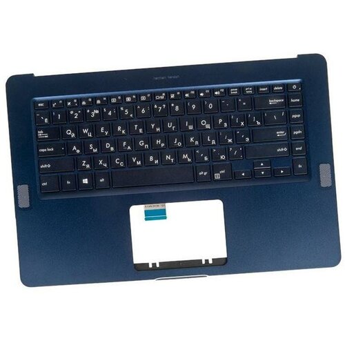 Клавиатура (keyboard) для ноутбука Asus UX550VE-1A с топкейсом, подсветкой, темно-синяя, металл UI раскладка, RU лазерная гравировка 90NB0ES1-R33UI0