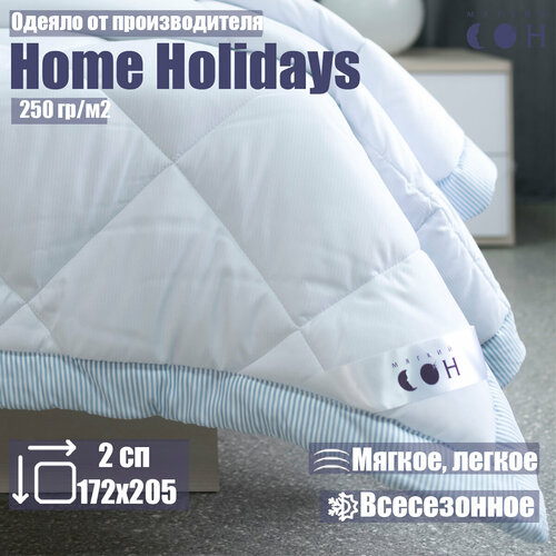 Одеяло двухстороннее стеганое 2 спальное 172х205 гипоаллергенное подарочное с шёлковым бортом