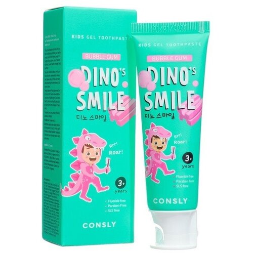 Детская гелевая зубная паста Consly DINO's SMILE c ксилитом и вкусом жвачки, 60 г