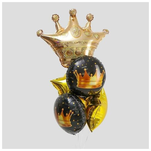 Шары на День Рождение / Букет из шаров Король вечеринки, фольга, набор из 5 шт.