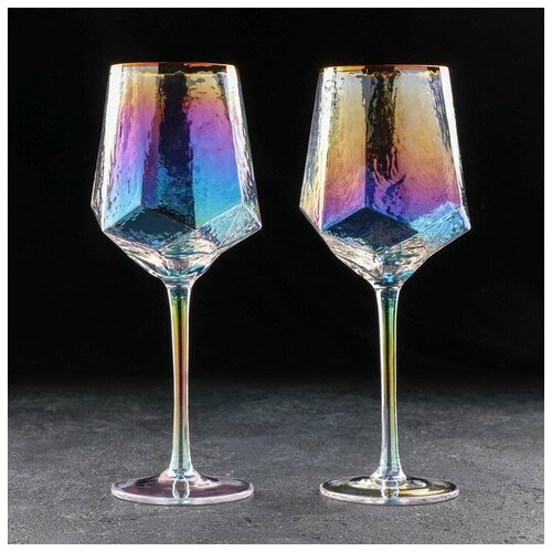 Набор бокалов для вина Magistro «Дарио», 500 мл, 7,3×25 см, 2 шт, цвет перламутровый