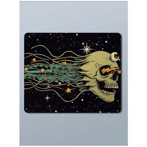 Коврик для мыши с принтом Эзотерика космос, череп, звёзды - 8312