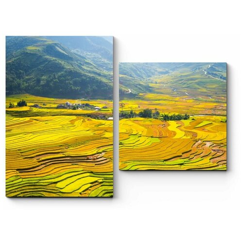 Модульная картина Рисовые поля у подножия гор Вьетнама 150x113
