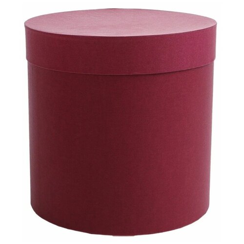 Коробка подарочная шляпная, круглая, диаметр 16 см, высота 15 см, бордовый