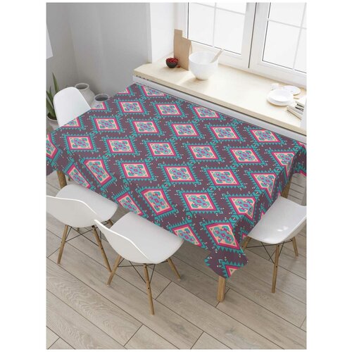 Скатерть прямоугольная JoyArty на кухонный стол "Ромбы и волны" из оксфорда, 120x145 см