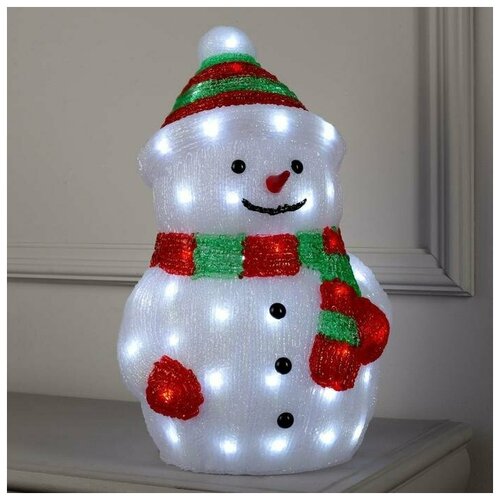 Светодиодная фигура "Снеговик большой" 25 x 44 x 20 см, акрил, 40 LED, 220 В, свечение белое./В упаковке шт: 1