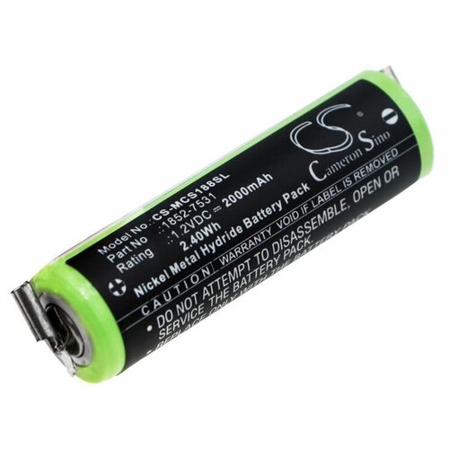 Аккумуляторная батарея CameronSino CS-MCS188SL для машинки для стрижки MOSER Easy Style 1881, Wella Contura HS40, HS61 (1852-7531, KR-800 AAE) (52.9 мм) 2000mAh