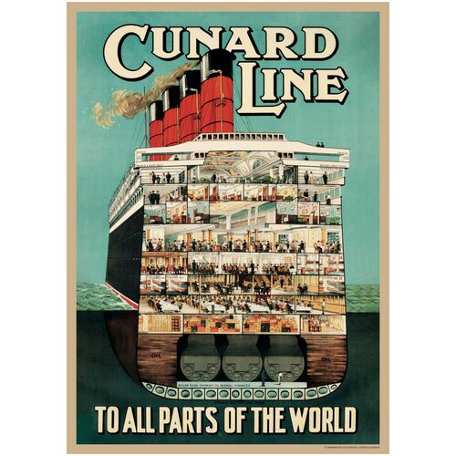Постер / Плакат / Картина Cunard line 40х50 см в подарочном тубусе