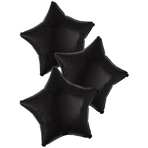 Набор воздушных шаров Anagram звёзды Пастель, Чёрный, 46 см, 3 шт