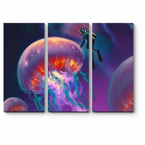 Модульная картина Мир медуз 80x57