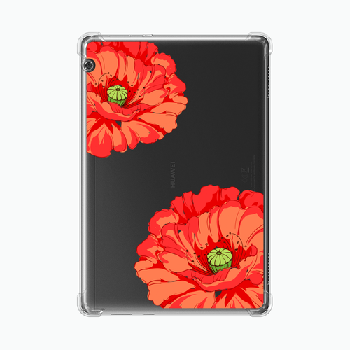 Противоударный силиконовый чехол для планшета Huawei MediaPad T5 10 Большие красные маки