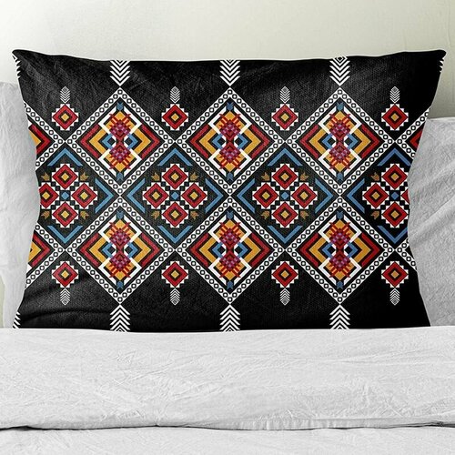 Подушка декоративная / Марокканские узоры, велюр / Калейдоскоп на черном / подарок / подушка диванная / подушка для интерьера.