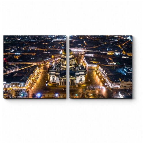 Модульная картина Пролетая над ночным Санкт-Петербургом 170x85