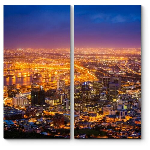 Модульная картина Ночные огни Кейптауна 50x50