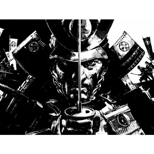 Плакат, постер на холсте Ghost of Tsushima /игровые/игра/компьютерные герои персонажи. Размер 21 х 30 см