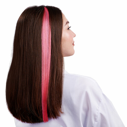 Цветная прядь для волос, Флуоресцентная, 5 гр, Розовый, флуор, 50*3,2 см, 1 шт.