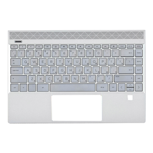 Клавиатура (топ-панель) для ноутбука HP Envy 13-AQ серебристая с серебристым топкейсом, с подсветкой