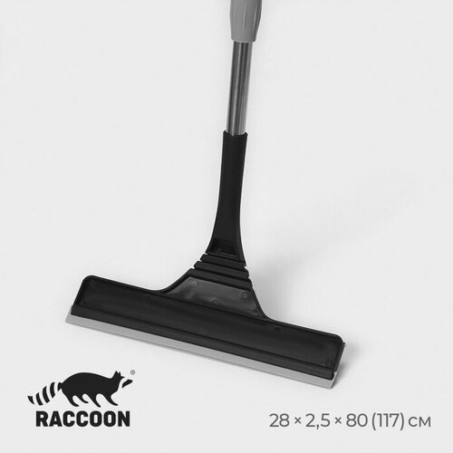 Raccoon Окномойка с насадкой из микрофибры Raccoon, гибкая, стальная телескопическая ручка, 28×2,5×80(117) см, цвет чёрный