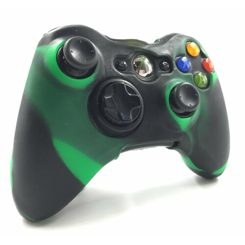 Чехол на геймпад XBOX 360 Черно-зеленый (Black-Green)/полное силиконовое покрытие + защита от ударов