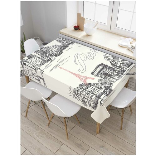 Скатерть прямоугольная JoyArty на кухонный стол "Мечтательная франция" из оксфорда, 180x145 см