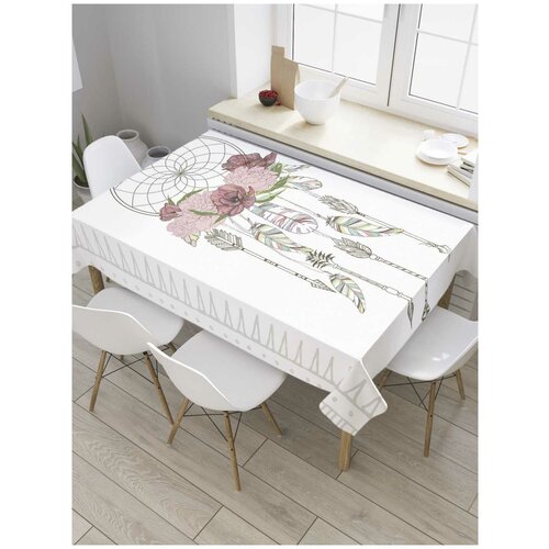 Скатерть прямоугольная JoyArty на кухонный стол "Цветочный ловец снов" из оксфорда, 120x145 см