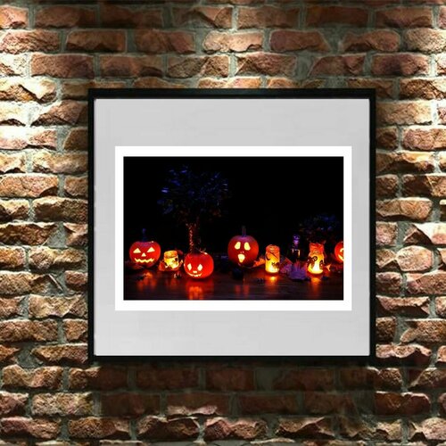 Постер "Тыквы и баночки со свечками" на Хэллоуин (Halloween) от Cool Eshe из коллекции "Праздники"