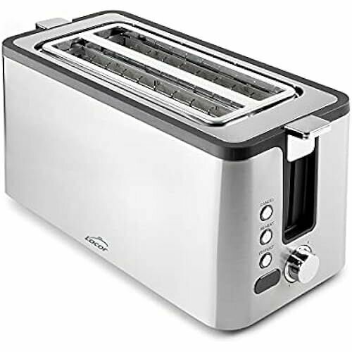 Умный тостер Lacor 69440, двойное отделение, 6 уровней тостов, включает решетку для гриля, 3 функции, светодиодный дисплей, без BPA, 1500 Вт, нержавеющая сталь, нержавеющий класс энергопотребления A