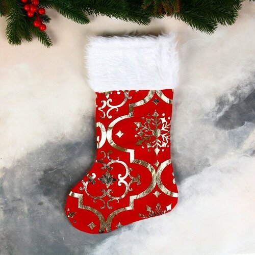Зимнее волшебство Носок для подарков "С орнаментом" 26х40 см, красный
