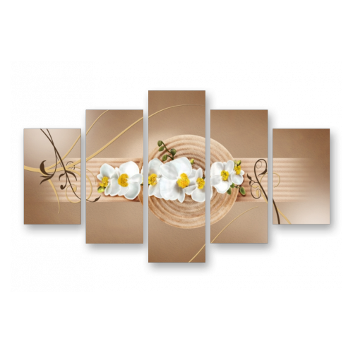 Модульная картина на холсте | Diva Kartina | Живопись. Орхидеи в круге | 150X90 см