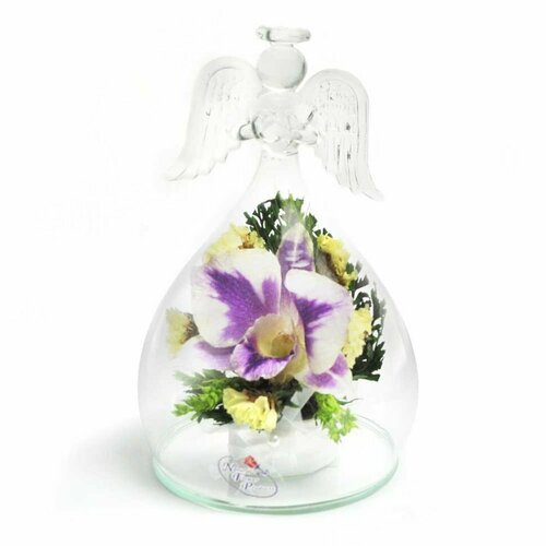 Natural Flower Products Co. Орхидея в стекле (колба в виде ангела, 13 х 8 х 8 см)