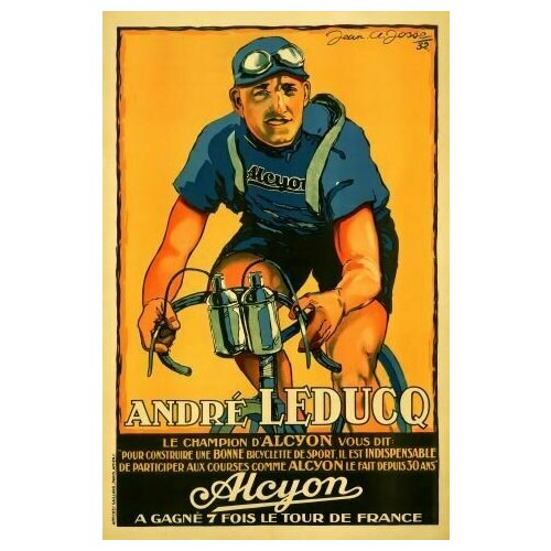 Плакат, постер на бумаге Alcyon-Andre Leduсq-Альцион-Андре Ледюк. Размер 21 х 30 см