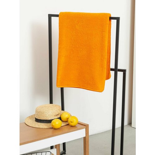 Банное полотенце 100х150 см - цвет яркий оранжевый, чистый хлопок, мягкое и пушистое, идеально для ванной комнаты, хлопок 100%, 420 гр/м²