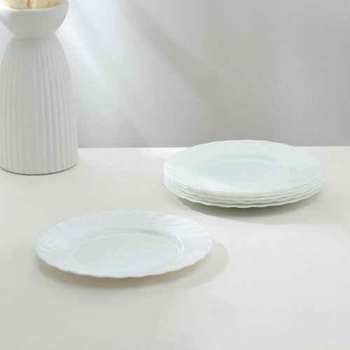 Набор десертных тарелок TRIANON BL UNI, d=19,5 см, стеклокерамика, 6 шт, цвет белый