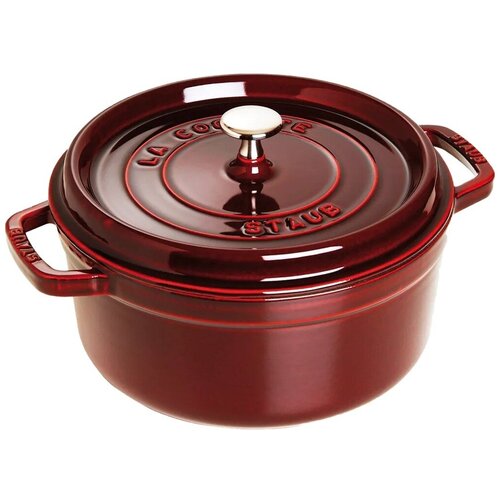 Кокотница круглая с крышкой 24 см, 3,8 л, гранат, 1102012, Staub