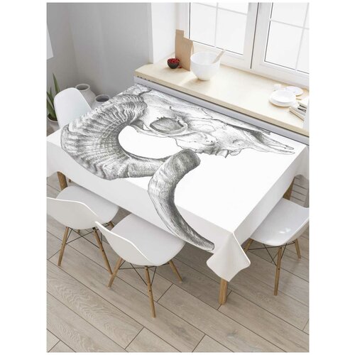 Скатерть прямоугольная JoyArty на кухонный стол "Череп барана" из оксфорда, 180x145 см