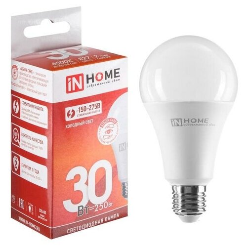 Лампа светодиодная IN HOME LED-A70-VC, Е27, 30 Вт, 230 В, 6500 К, 2700 Лм