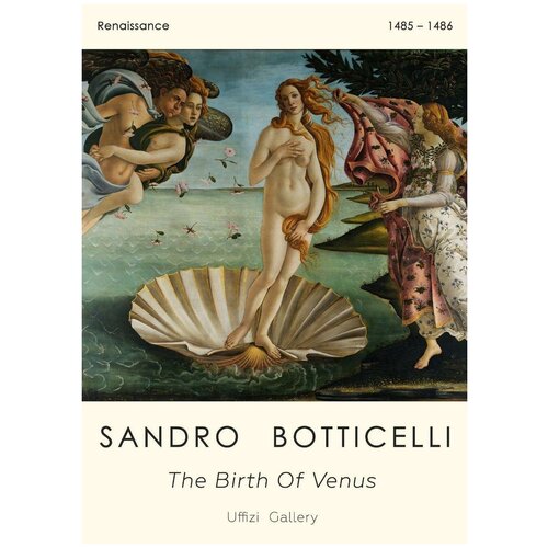 Постер / Плакат / Картина Сандро Боттичелли - Рождение Венеры 60х90 см в раме