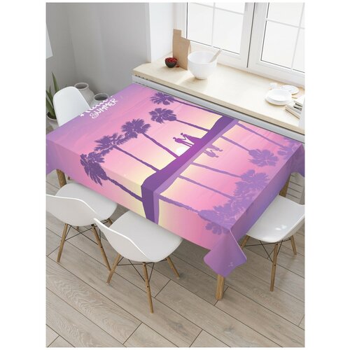 Скатерть прямоугольная JoyArty на кухонный стол "Свидание среди пальм" из оксфорда, 180x145 см