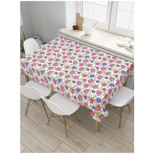 Скатерть прямоугольная JoyArty на кухонный стол "Садовые лианы" из оксфорда, 120x145 см
