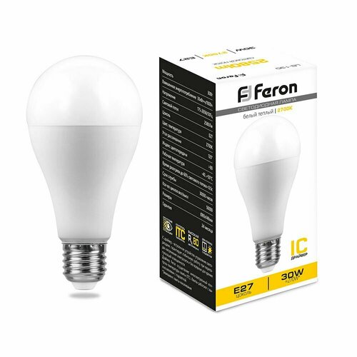 Лампа светодиодная Feron E27 30W 2700K матовая LB-130 10 штук В комплекте