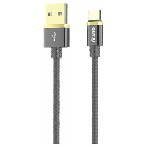 Кабель OLMIO USB 2.0 - Type-C (DELUXE), 1 м, серый