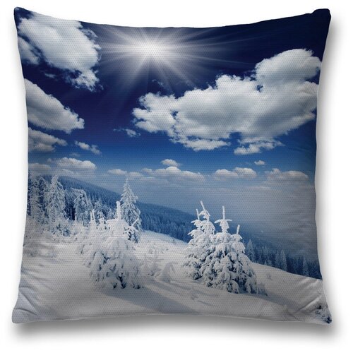 Наволочка декоративная на молнии, чехол на подушку JoyArty "Лес покрытый снегом" 45х45 см