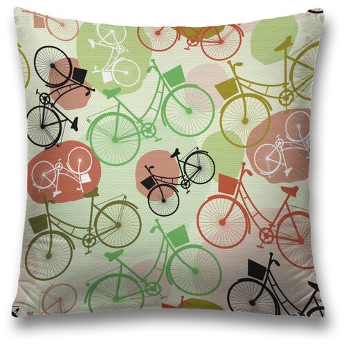 Наволочка декоративная на молнии, чехол на подушку JoyArty "Велосипедное приключение" 45х45 см