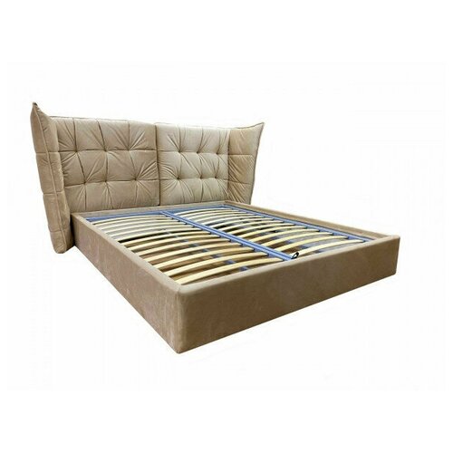 Кровать двуспальная Фанталь, спальное место (ШхД): 160см Х 200см, с подъемным механизмом, ткань велюр, цвет: бежевый
