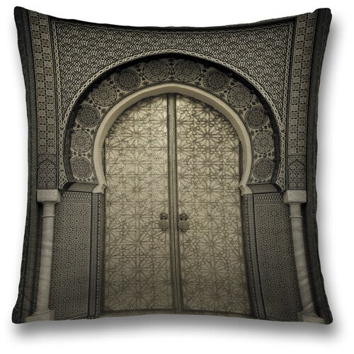 Наволочка декоративная на молнии, чехол на подушку JoyArty "Дверь с арабскими узорами" 45х45 см