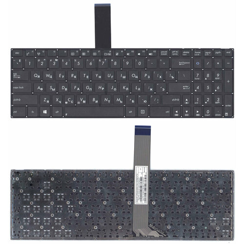 Клавиатура для Asus A56CM, черная без рамки, плоский Enter, контакты расположены с лицевой стороны