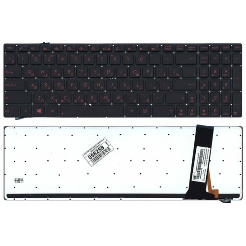 Клавиатура для Asus N76VJ черная с подсветкой, красные клавиши