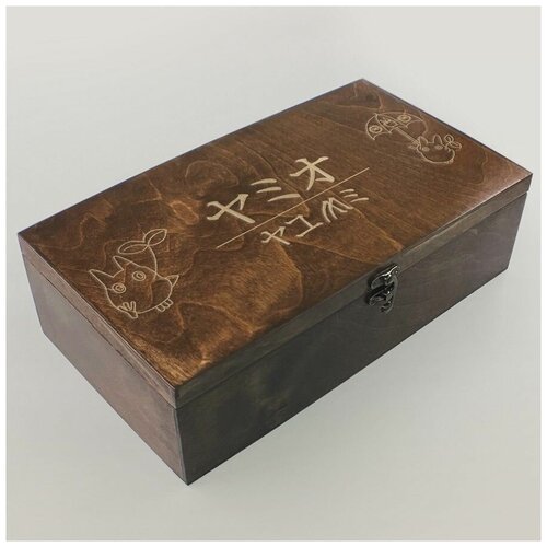 Коробка для чайных пакетиков Чайница из дерева, 4 отделения с узором аниме, тоторо, духи леса - 156