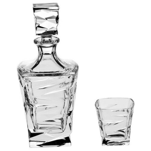 Набор для виски 7 предметов (графин 750 мл + 6 стаканов по 300 мл) Crystal Bohemia "ZIG ZAG" / 104448