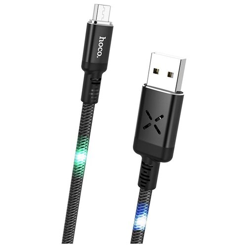 USB Кабель Micro, HOCO, U63, Подсветка от звука, черный